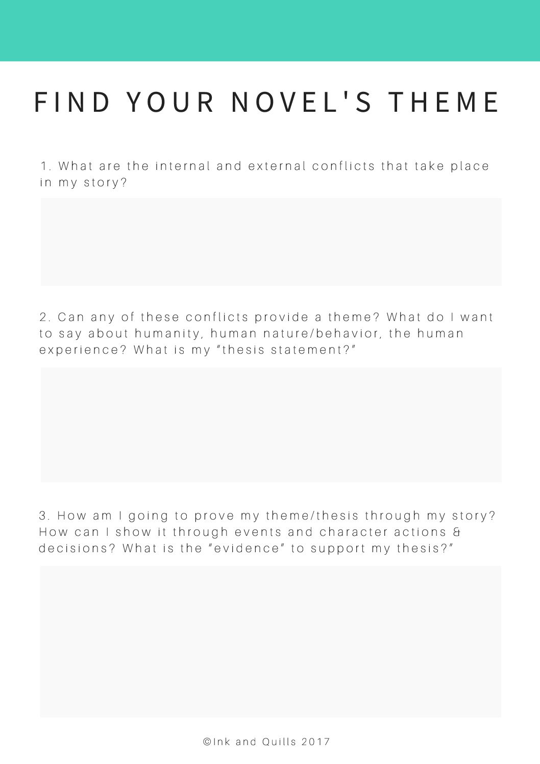 Find Your Novels Theme Worksheets - Ink and Quills